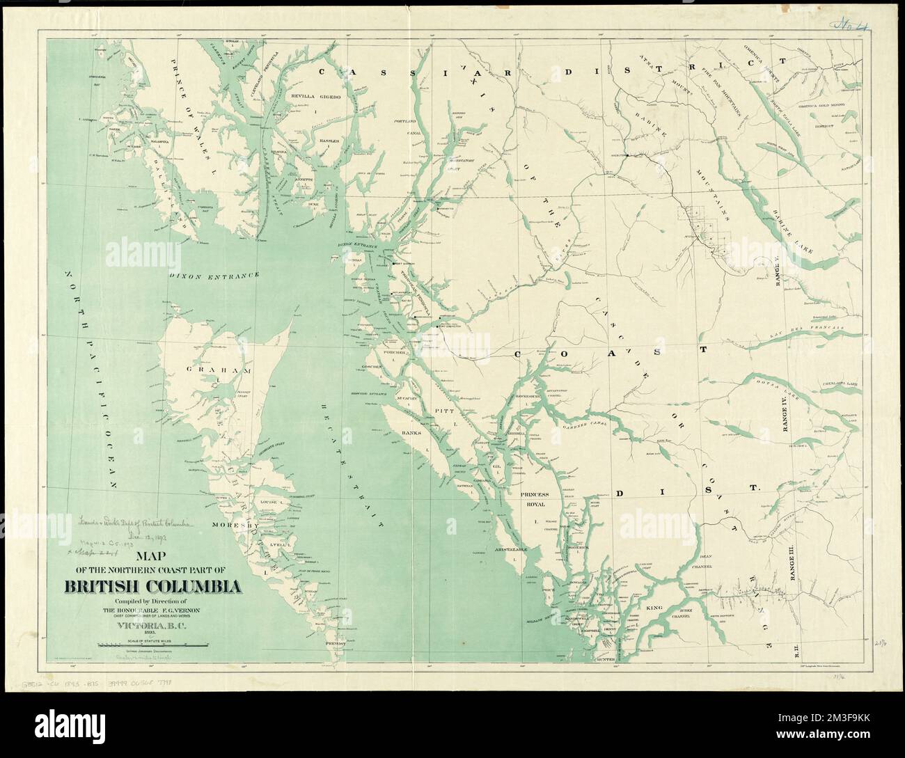 Map of the northern coast part of British Columbia , Coasts, British ...
