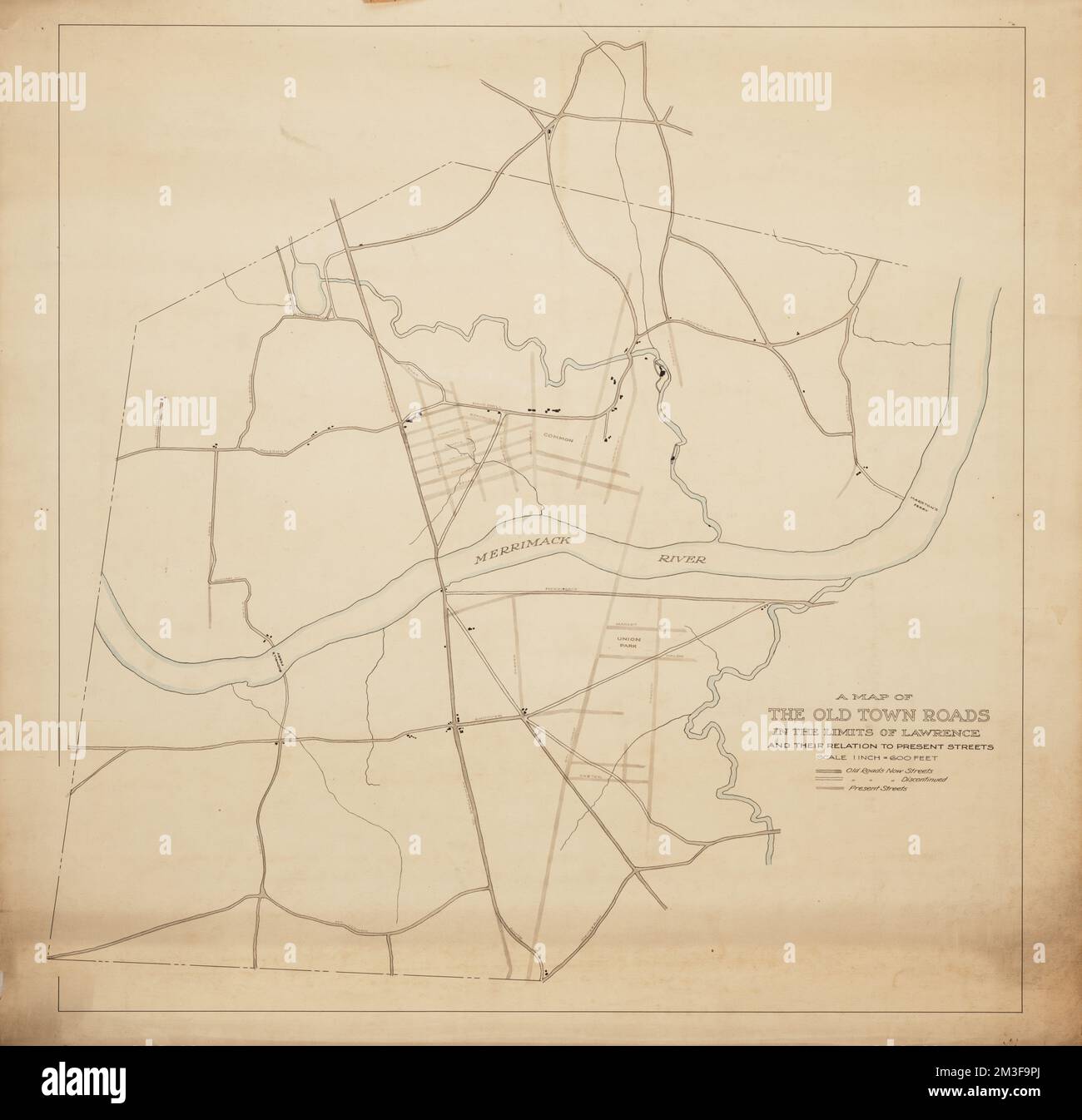 A map of the old town roads in the limits of Lawrence and their ...