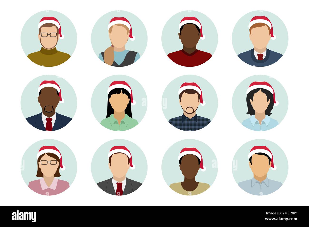 Set of Christmas male and female avatars. Vector illustration Stock ...