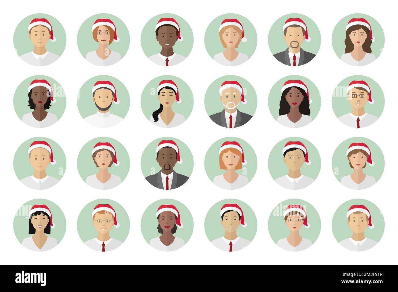 Set of male and female Christmas avatars. Vector illustration Stock ...