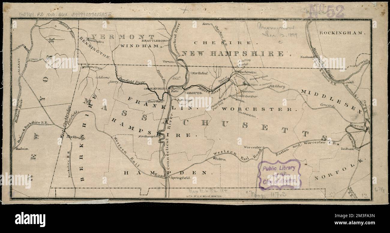 [Map of the railroads of Massachusetts running west from Boston ...