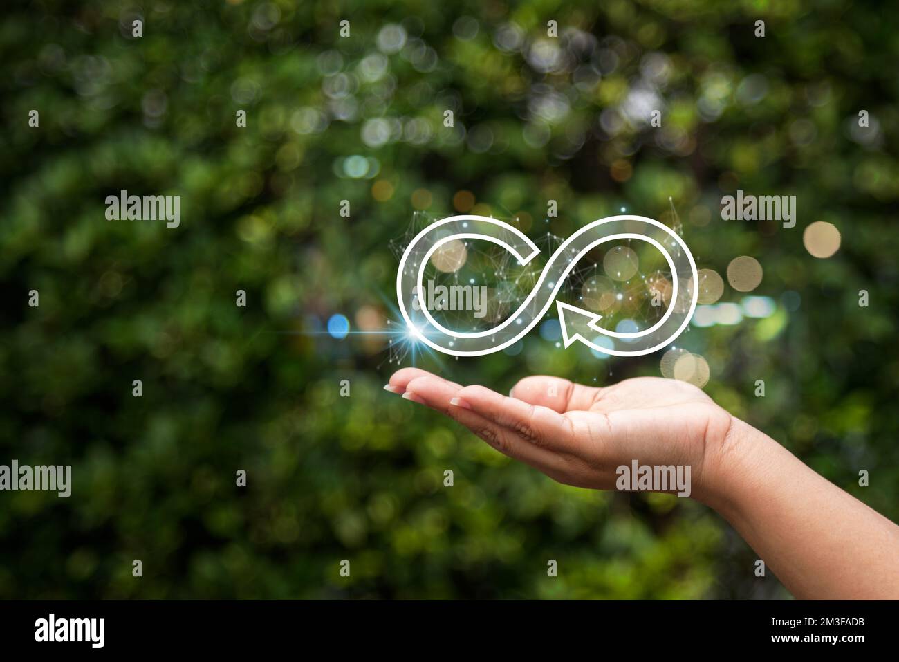 hand hold the circular economy icon.ecological economy concepts, global ...