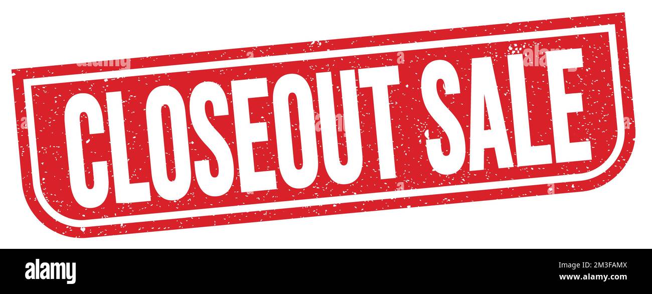 CLOSEOUT SALE text written on red grungy stamp sign Stock Photo - Alamy