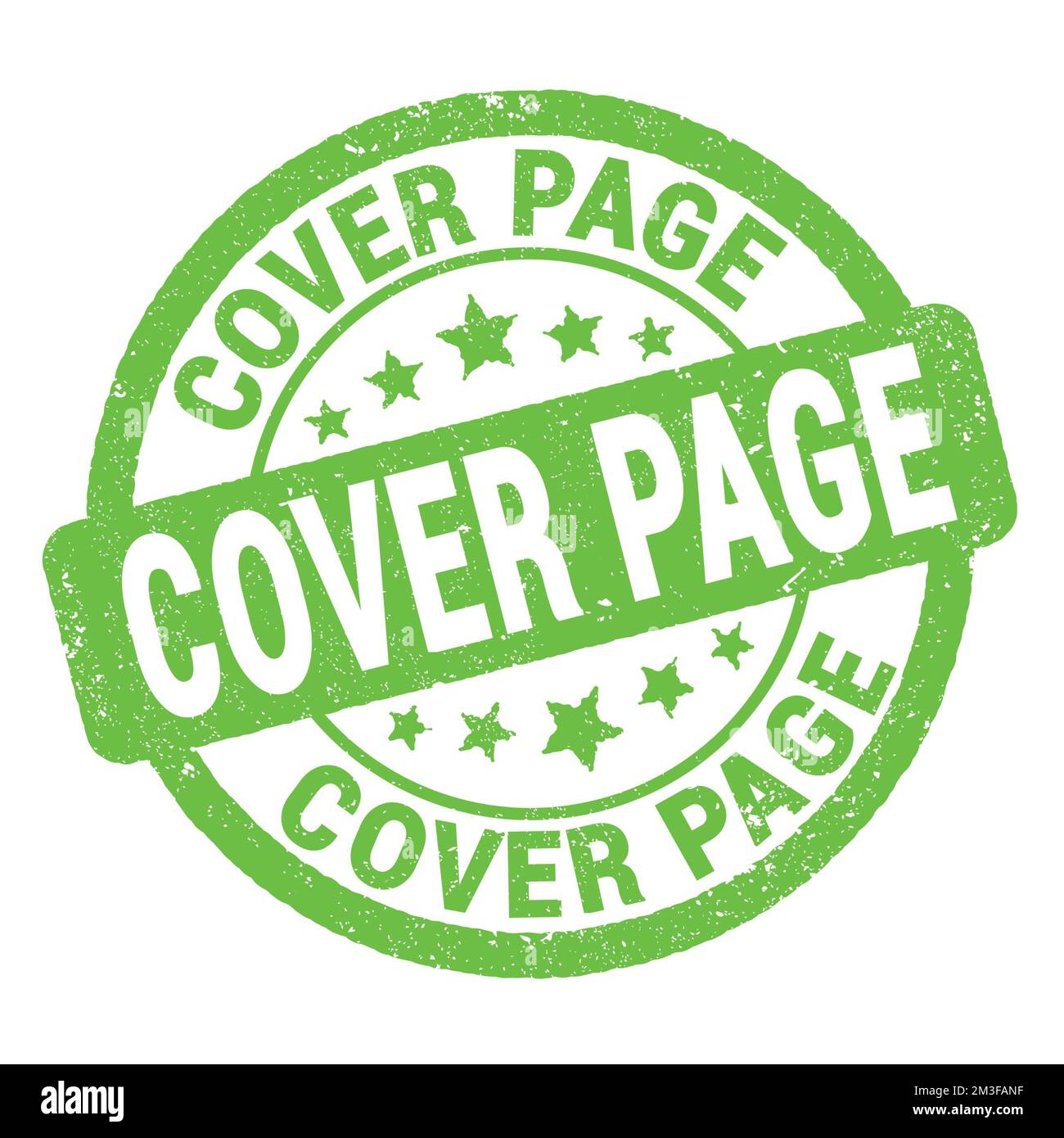 COVER PAGE text written on green grungy stamp sign Stock Photo - Alamy