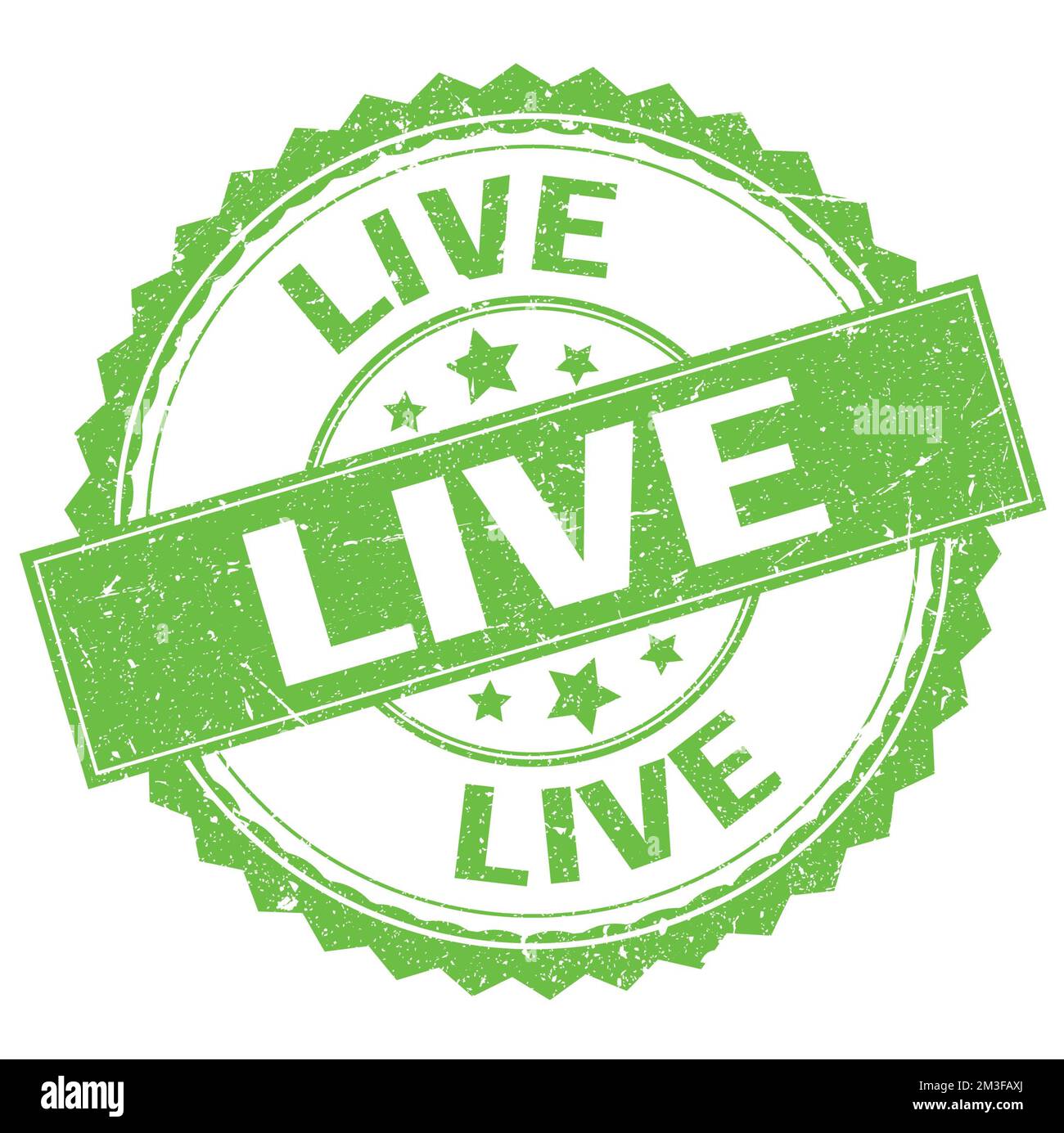 LIVE text written on green round stamp sign Stock Photo - Alamy
