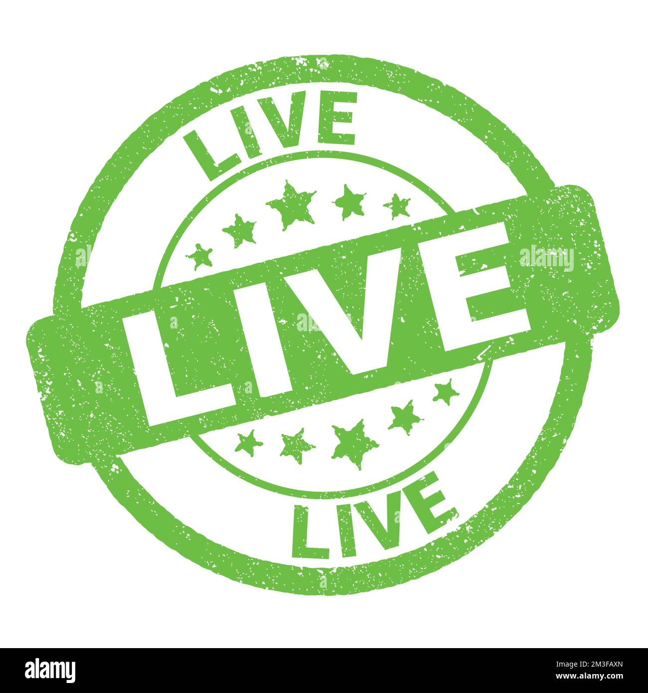 LIVE text written on green grungy stamp sign Stock Photo - Alamy