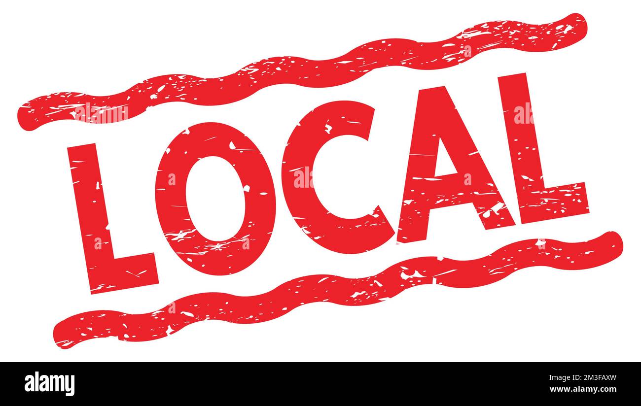 LOCAL text written on red lines stamp sign Stock Photo - Alamy