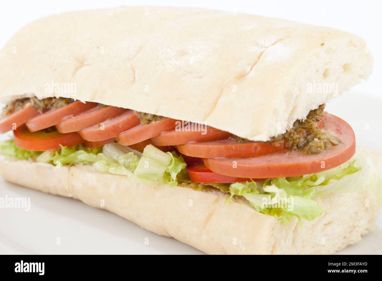 Delicious sandwich on white background Stock Photo - Alamy