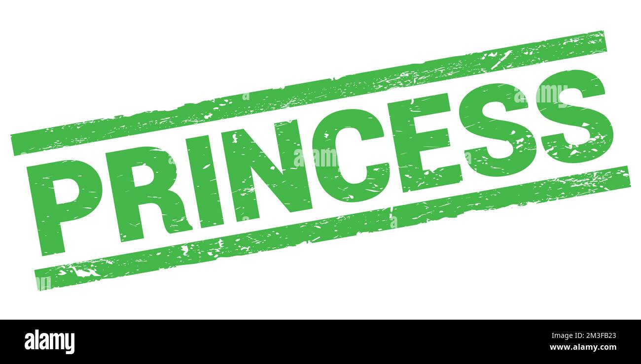 PRINCESS text written on green rectangle stamp sign Stock Photo - Alamy
