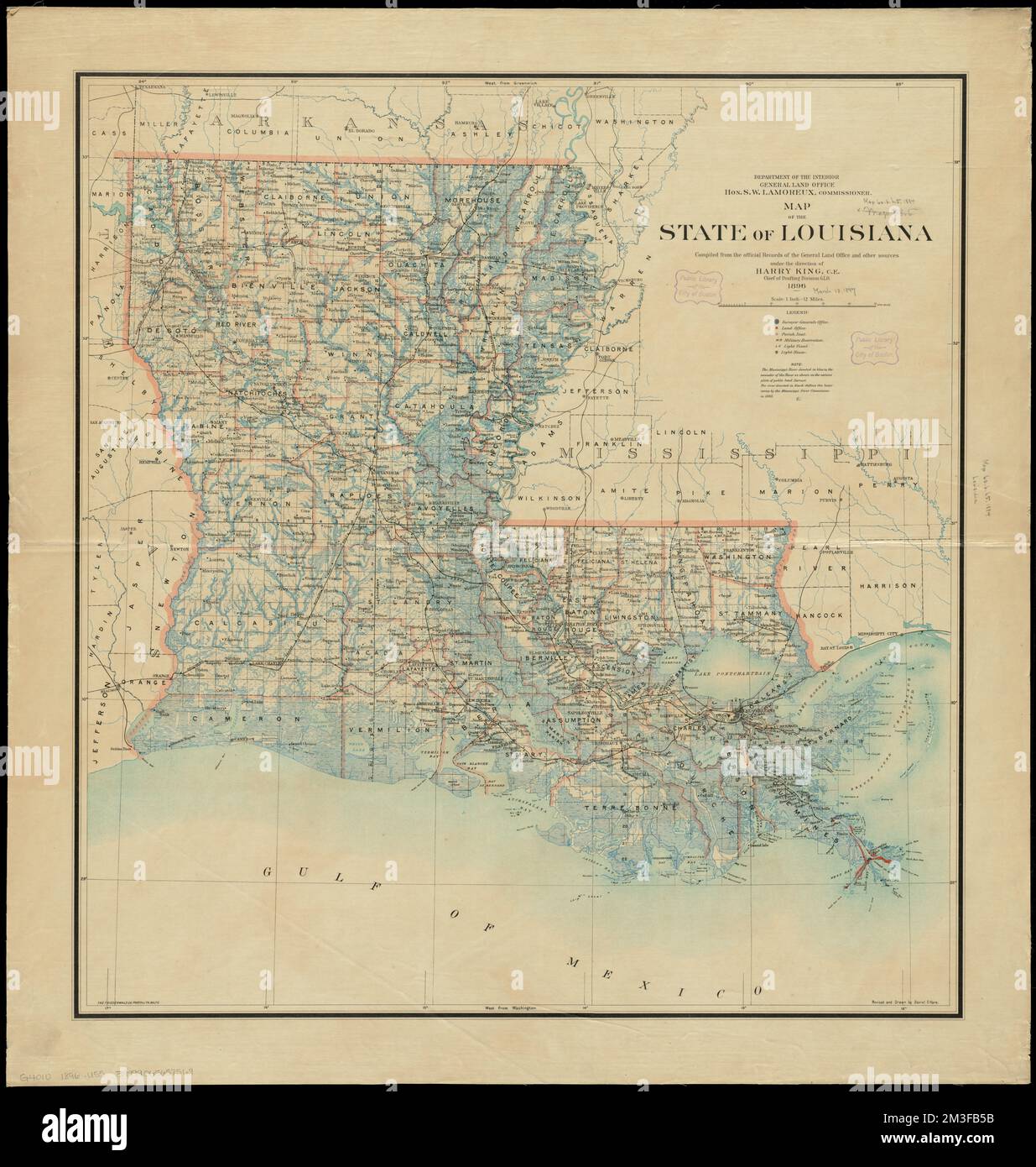 Map of the state of Louisiana , Louisiana, Maps Norman B. Leventhal Map ...