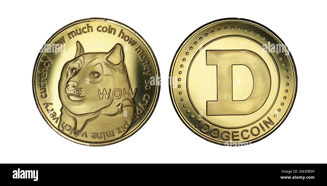 Collectible Coin DogeCoin on a white background Stock Photo - Alamy
