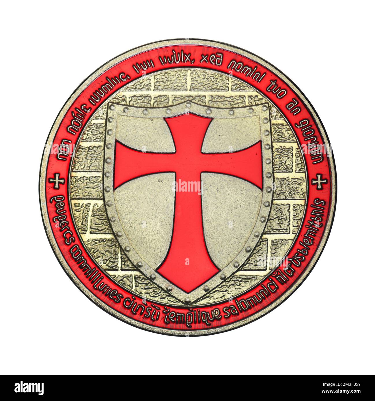 Red Templar Knights collector's coin on a white background Stock Photo ...
