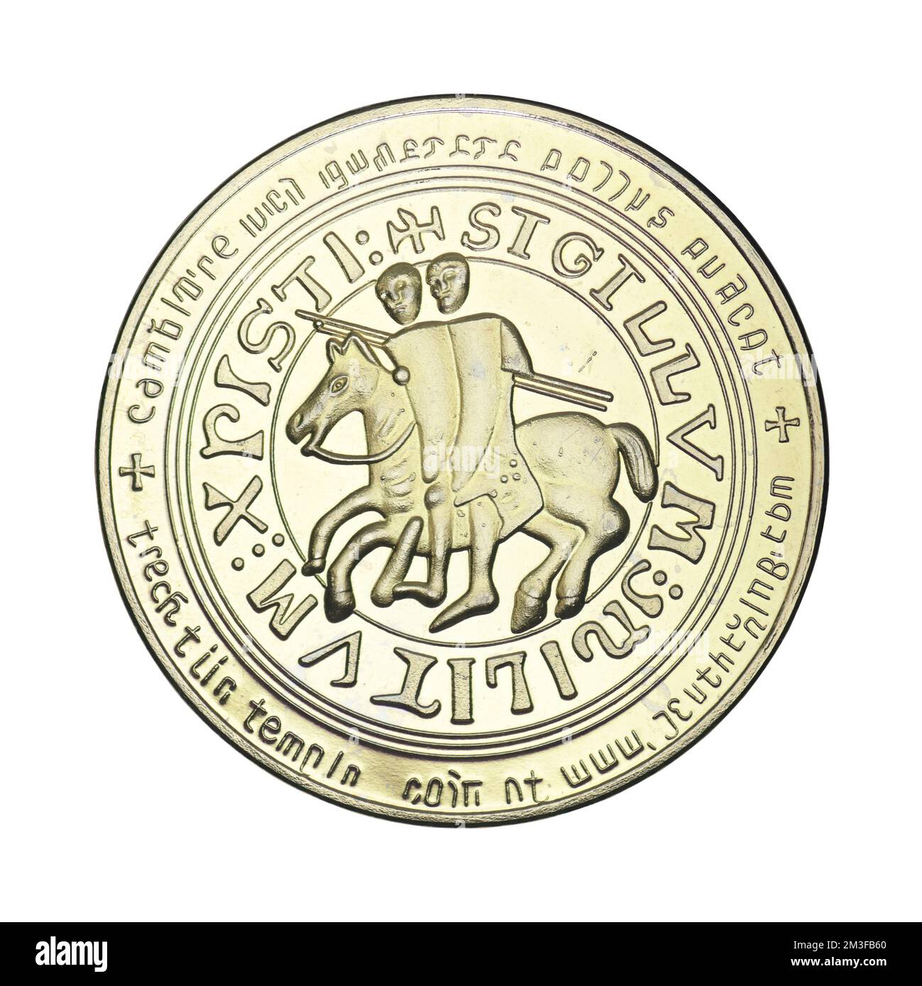 Red Templar Knights collector's coin on a white background Stock Photo ...
