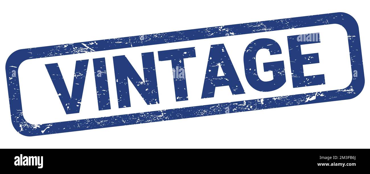 VINTAGE text written on blue rectangle stamp sign Stock Photo - Alamy