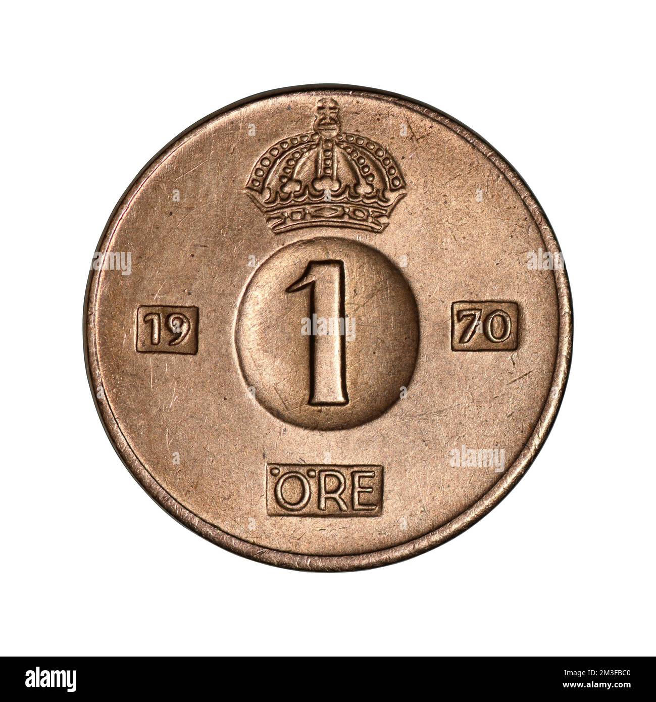 1 ore 1970 Sweden coin on a white background Stock Photo - Alamy