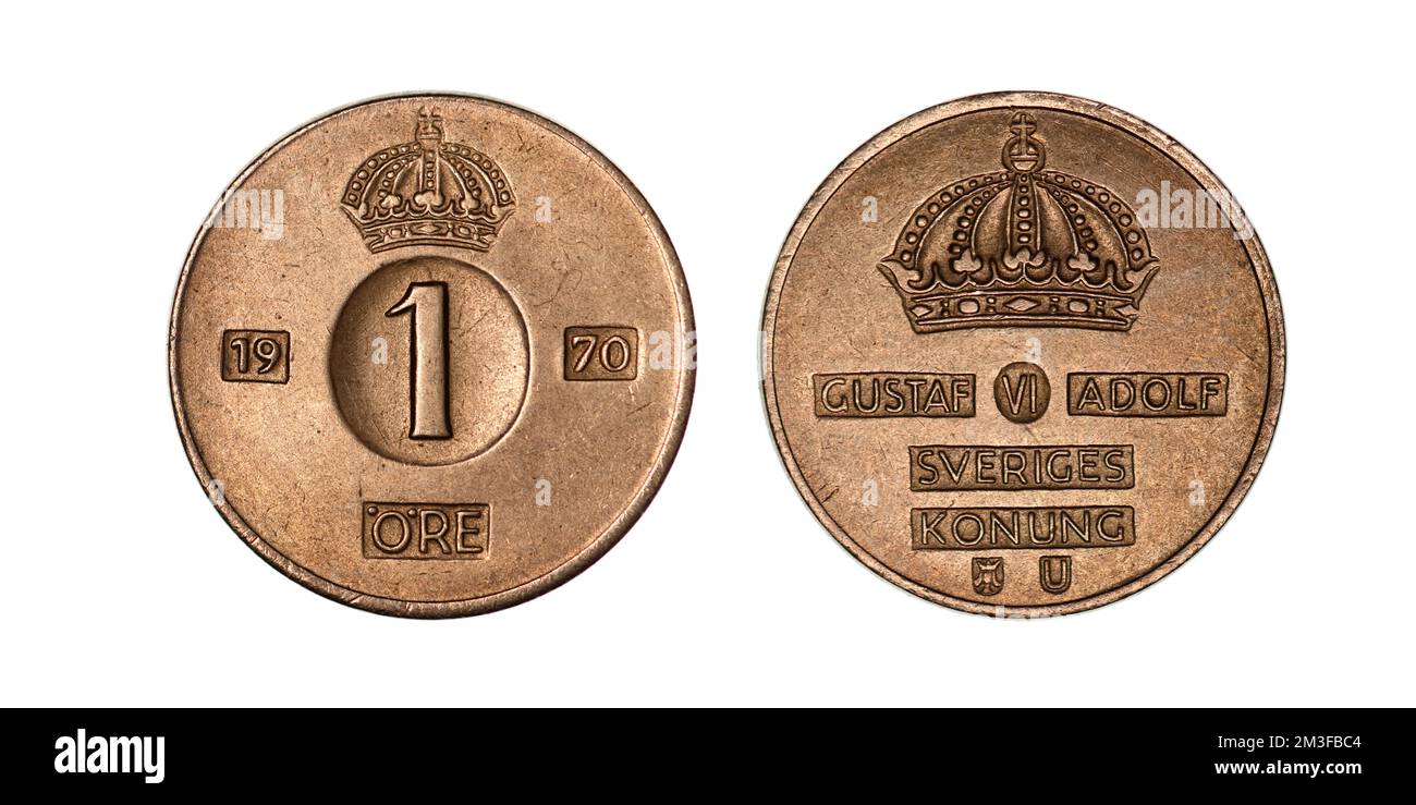 1 ore 1970 Sweden coin on a white background Stock Photo - Alamy