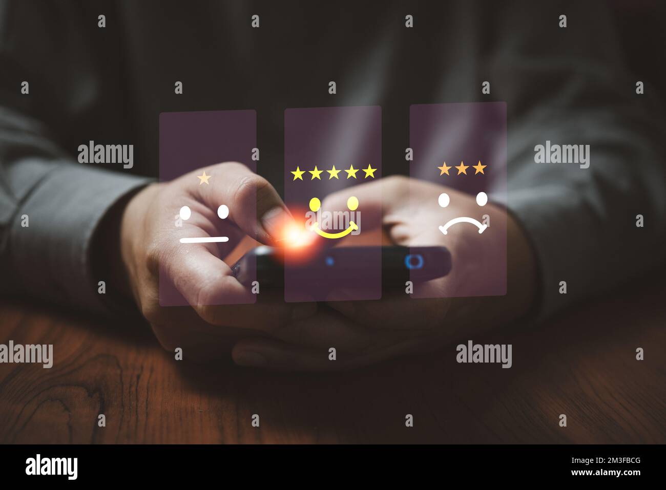 Businessmen give satisfaction in service choosing on the happy Smile ...