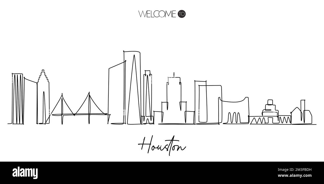 A vector illustration of a hand-drawn design of Houston city and text ...
