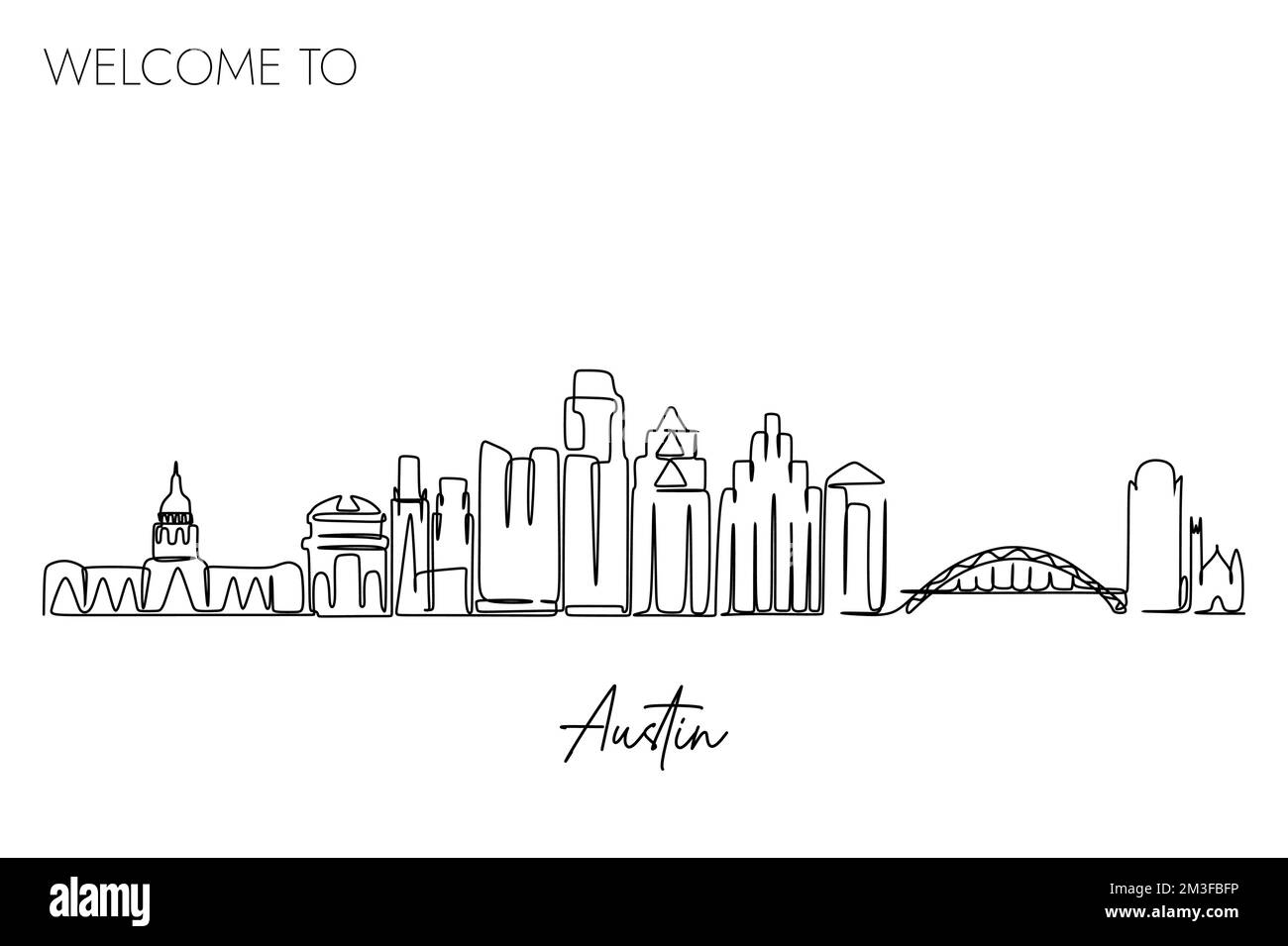 A vector illustration of a hand-drawn design of Austin city and text on ...