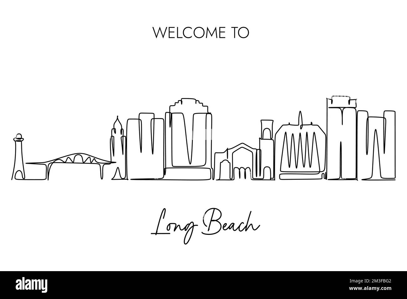 A vector illustration of a hand-drawn design of Long Beach city and ...