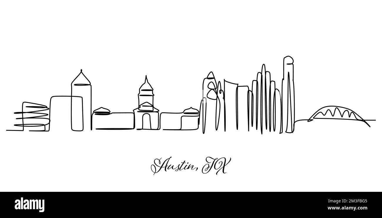 A vector illustration of a hand-drawn design of Austin city and text on ...