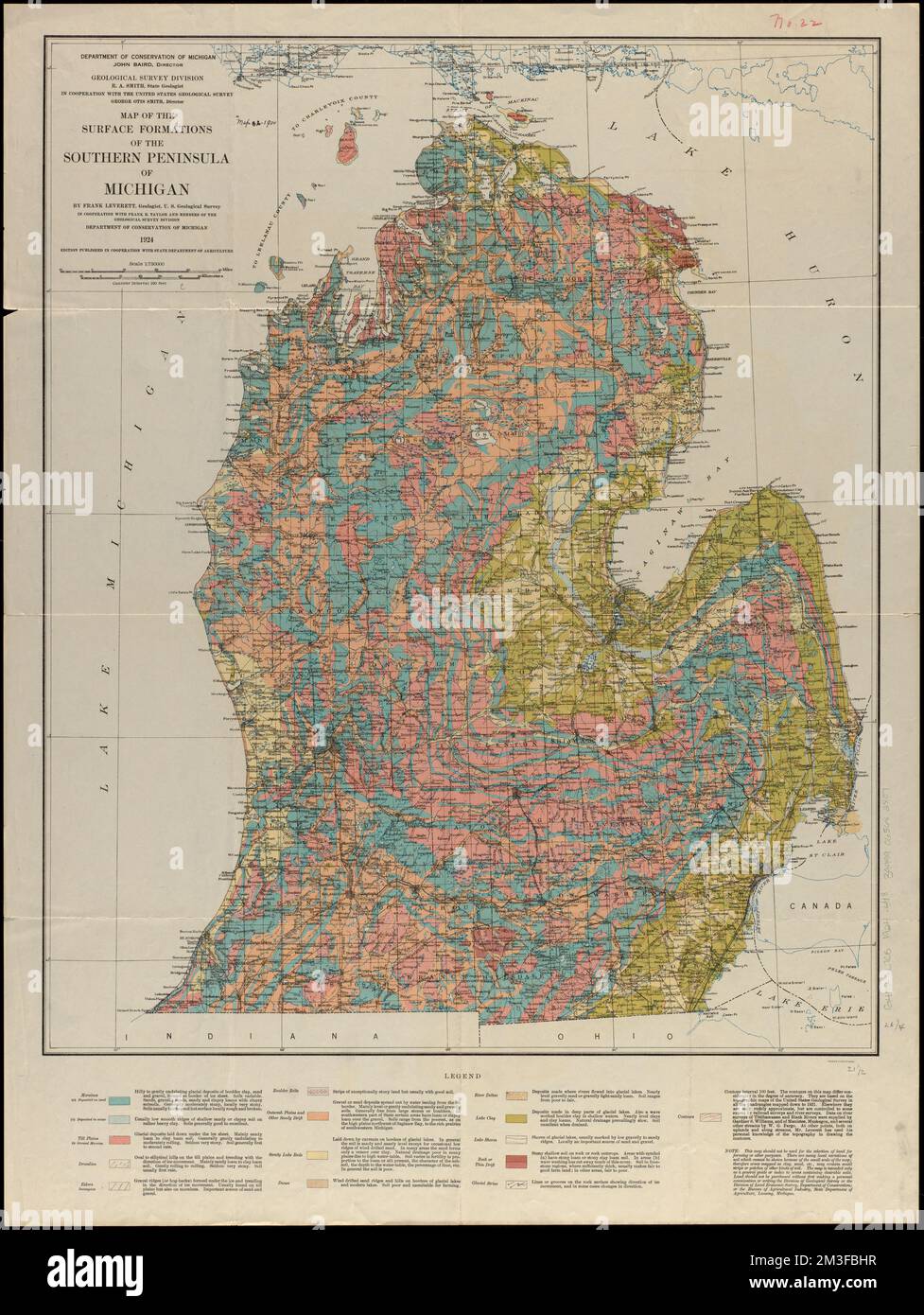 Map of the surface formations of the southern peninsula of Michigan ...