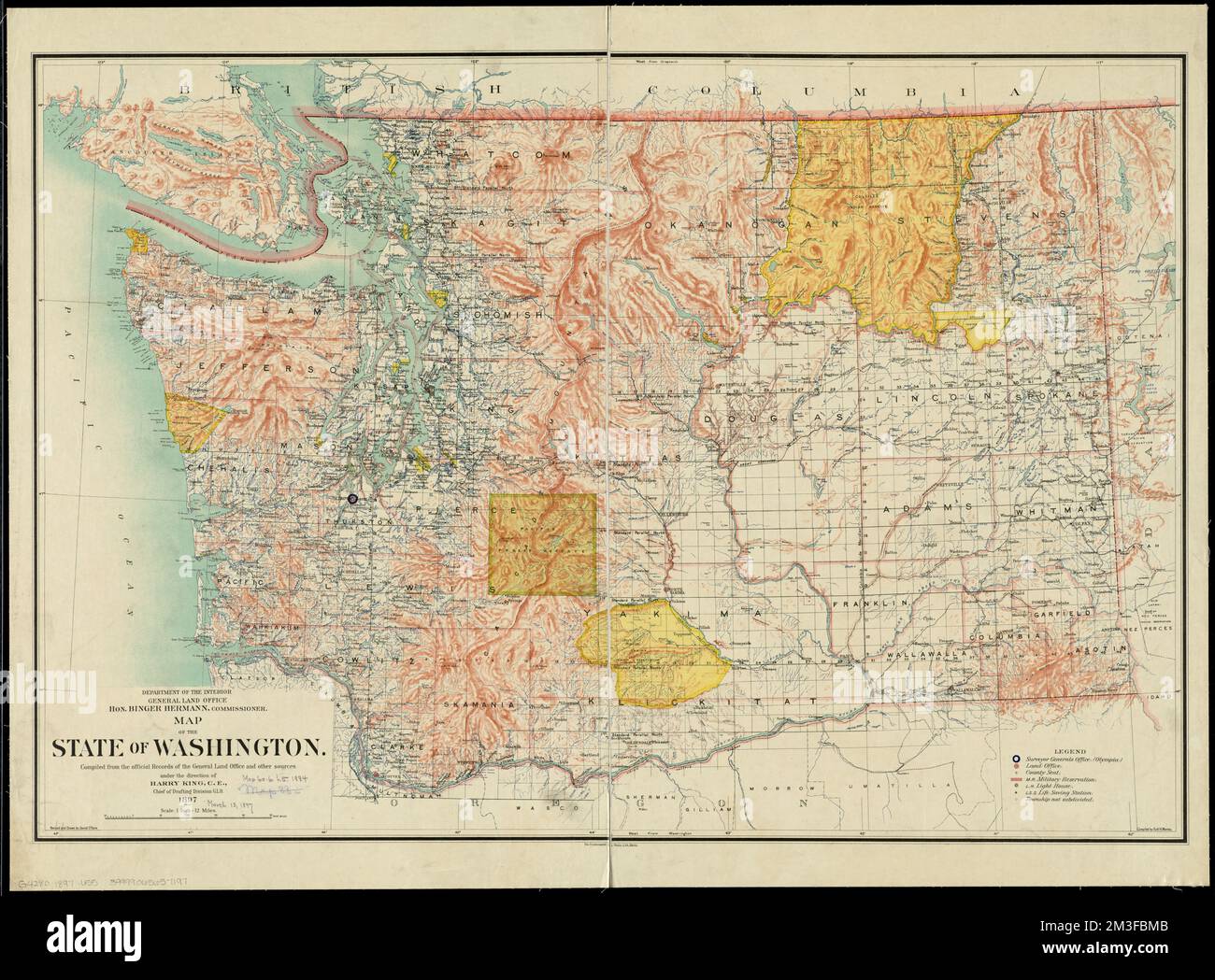 Map of the state of Washington , Washington State, Maps Norman B ...