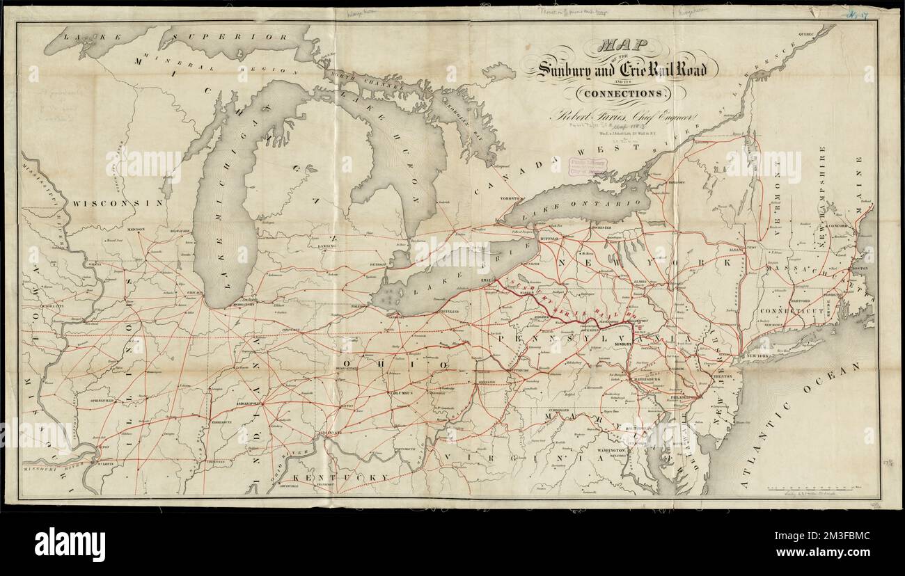 Map of the Sunbury and Erie Rail Road and its connections , Sunbury and ...
