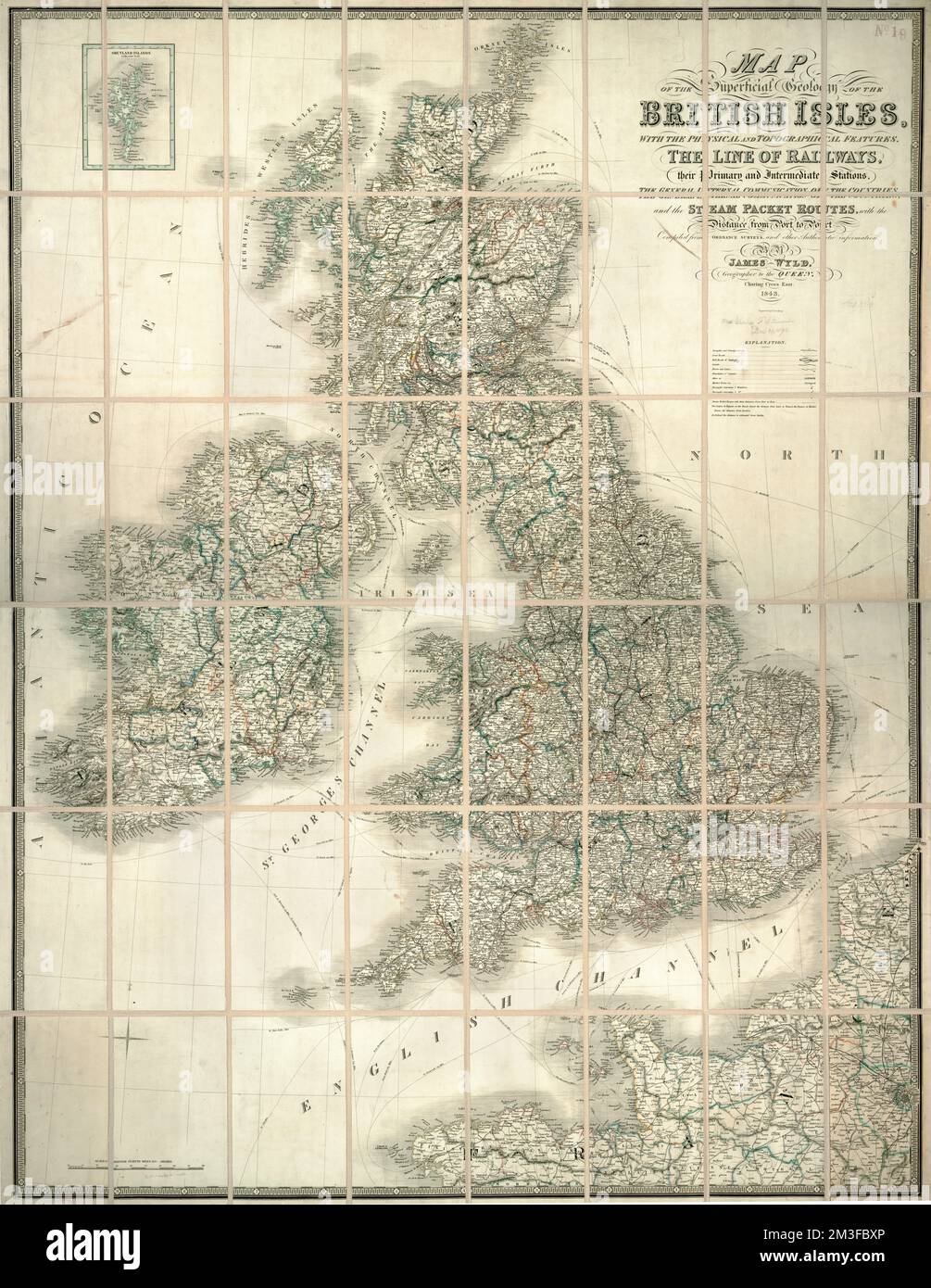 Map of the superficial geology of the British Isles with the physical ...