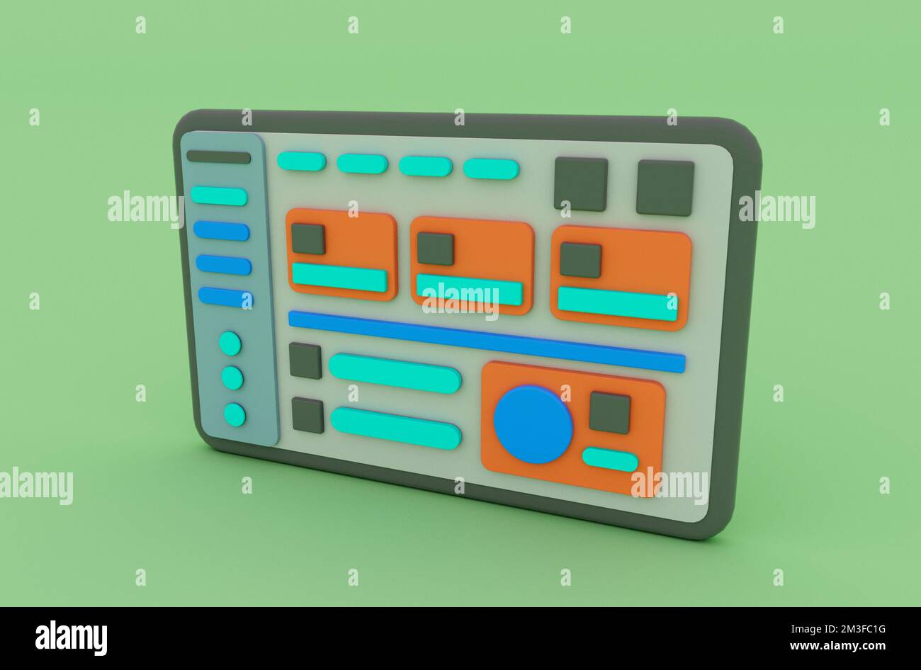 minimal 3d Illustration Web UI or UX design, web page concept. Web design, computer browser ...