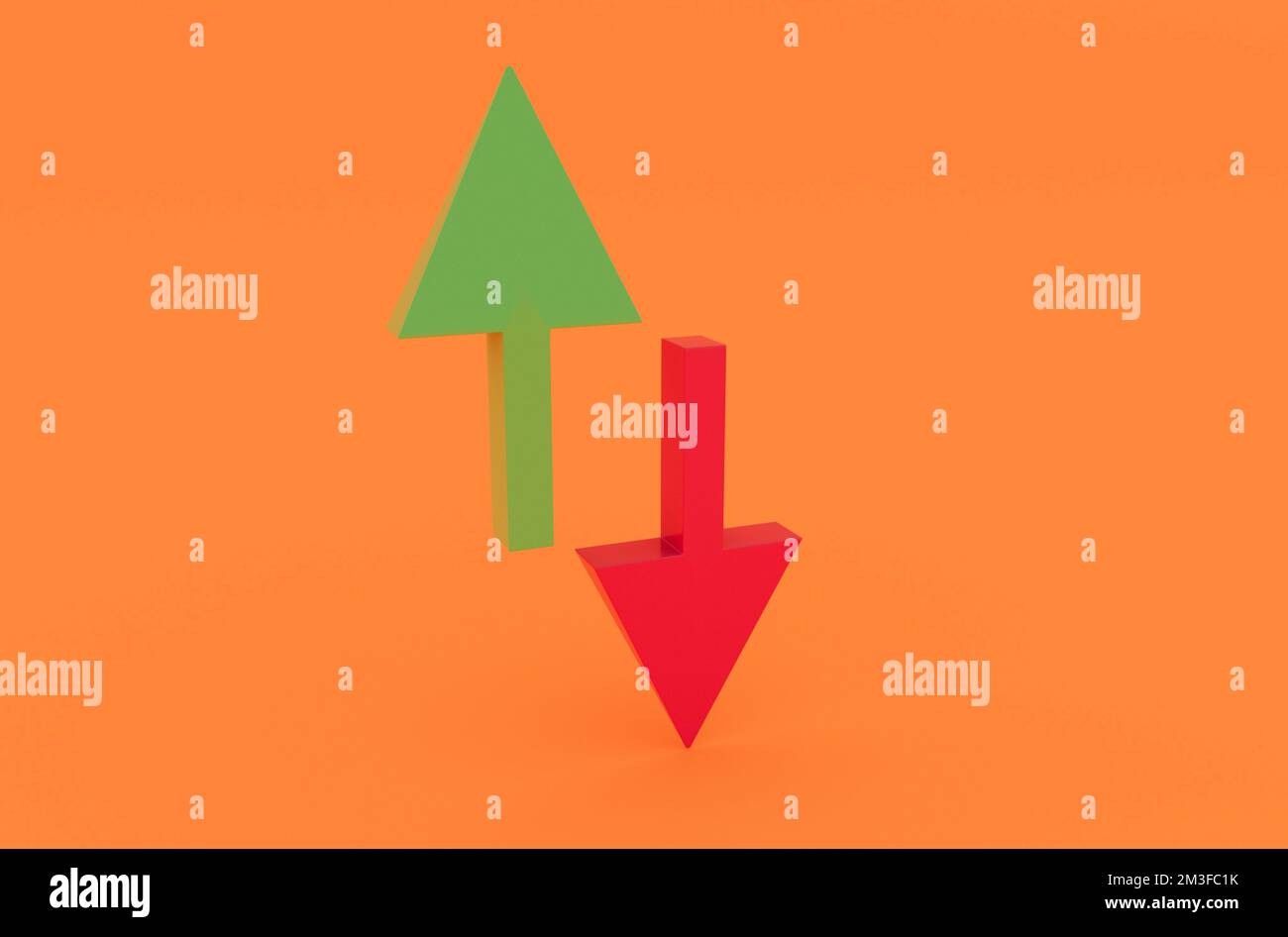 analysis up and down sign 3d rendering creative concept, Opposite ...