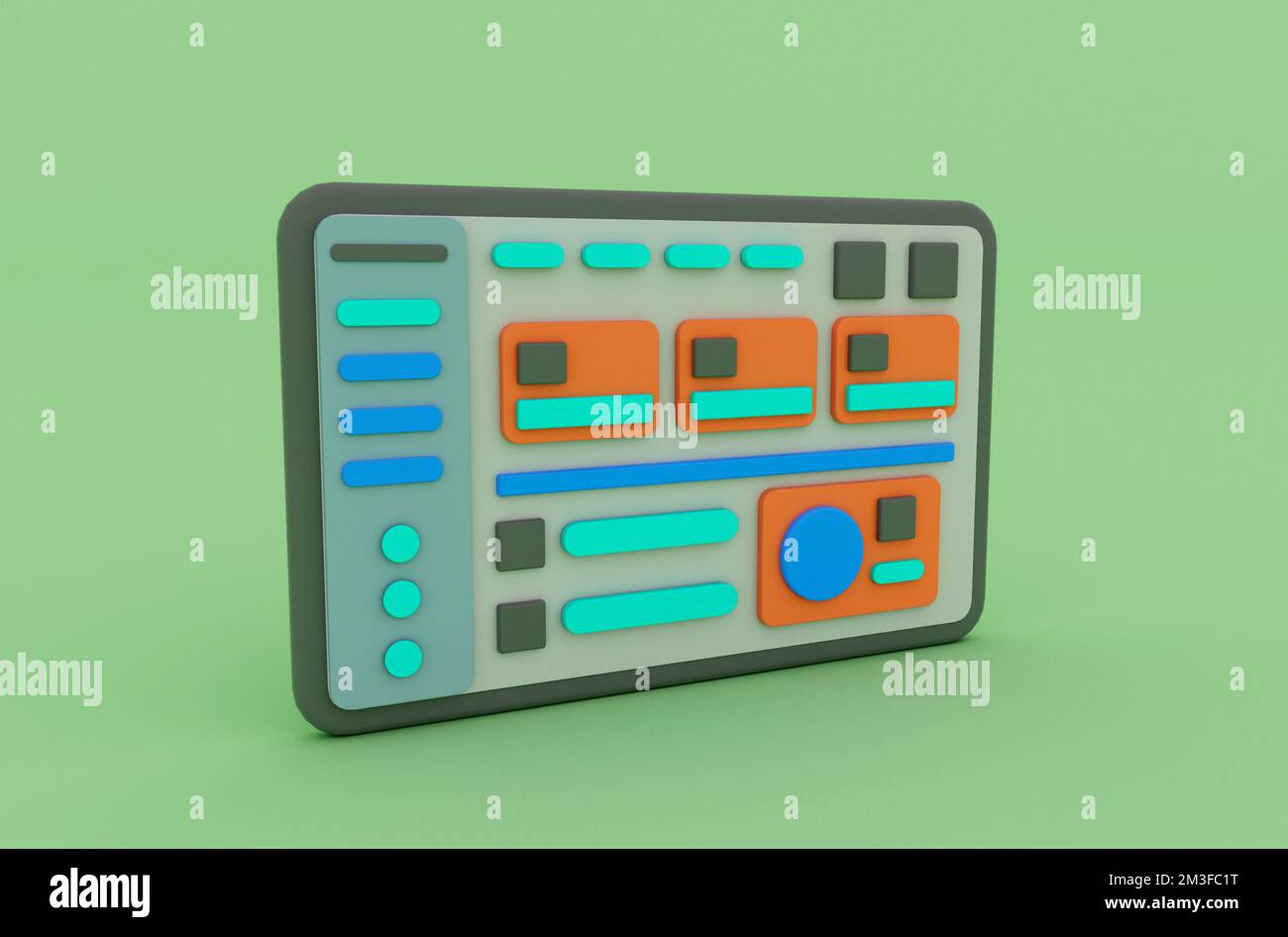 minimal 3d Illustration Web UI or UX design, web page concept. Web design, computer browser ...