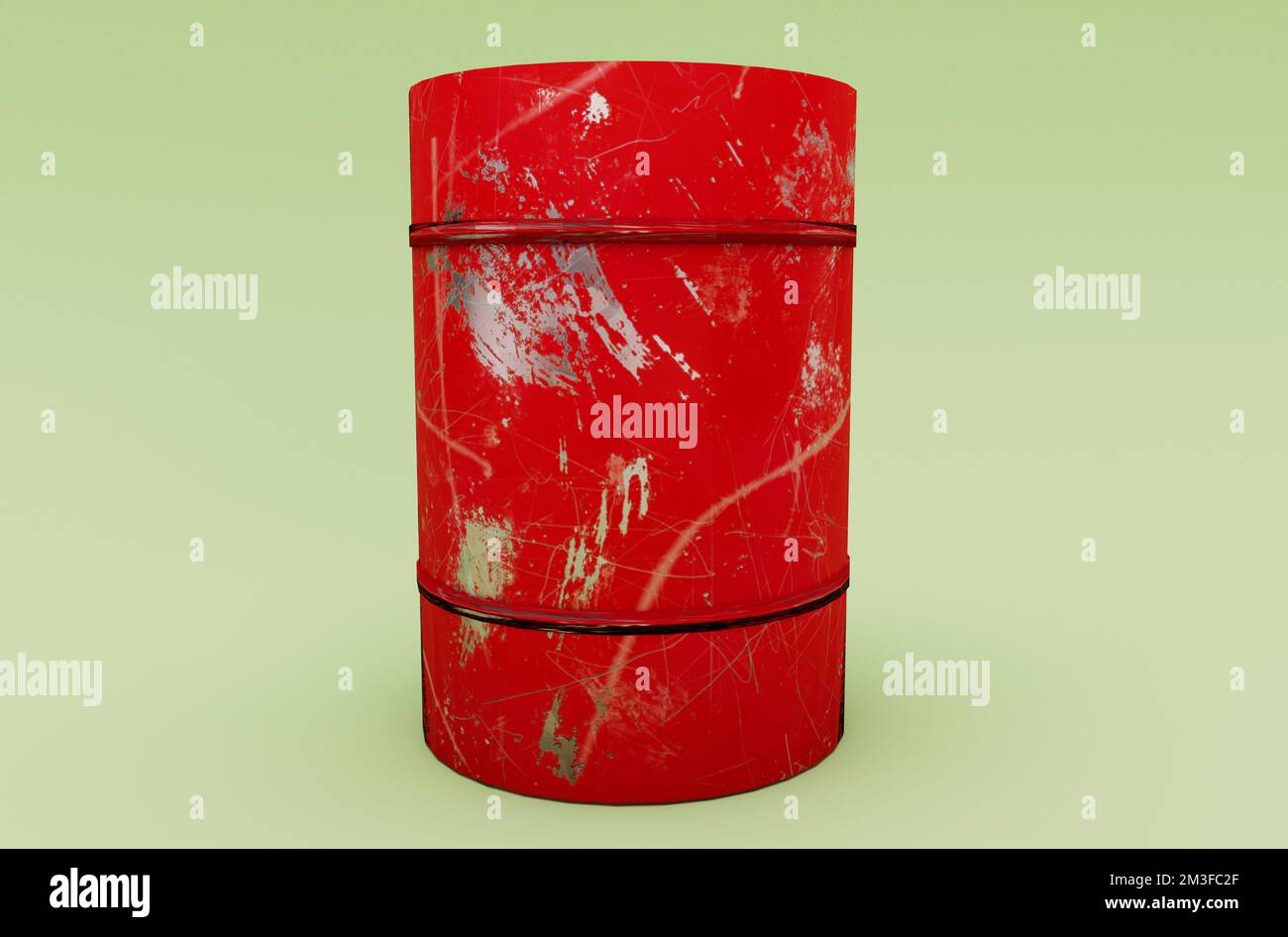3d illustration rendering minimal red oil barrel container on white ...