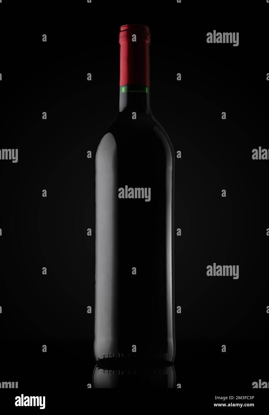 full bottle of red wine on a black background with gradient Stock Photo ...