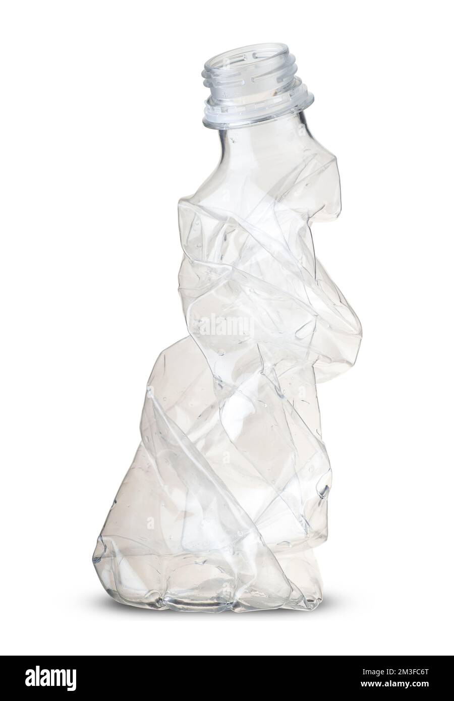 crushed plastic bottle on white background Stock Photo - Alamy