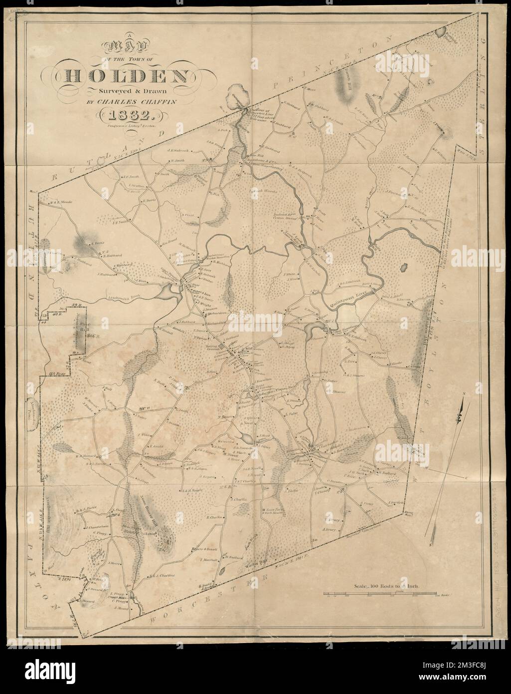 A map of the town of Holden , Real property, Massachusetts, Holden Town, Maps, Landowners ...