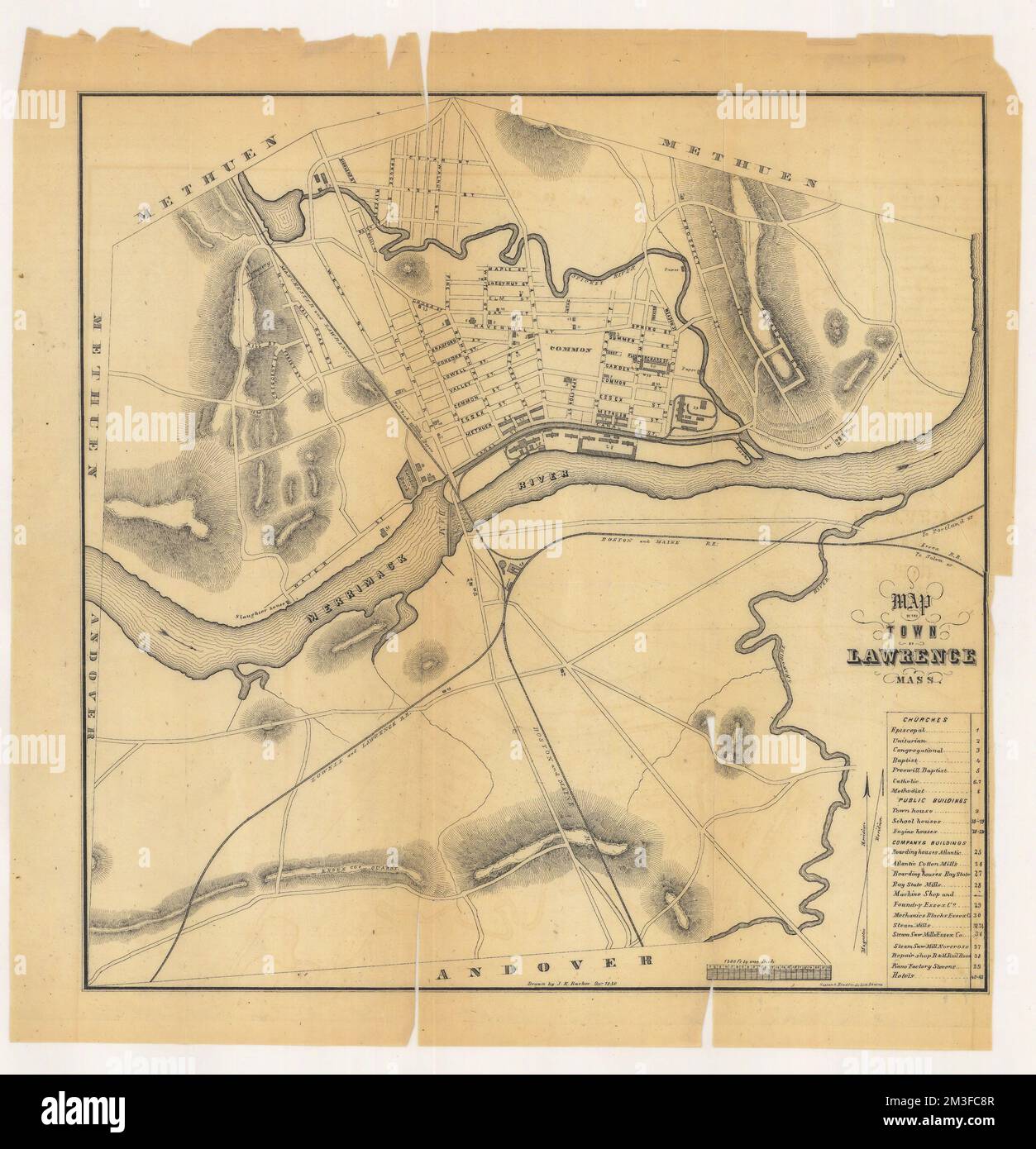 Map of the town of Lawrence, Mass. , Rivers, Streets. Lawrence Public ...