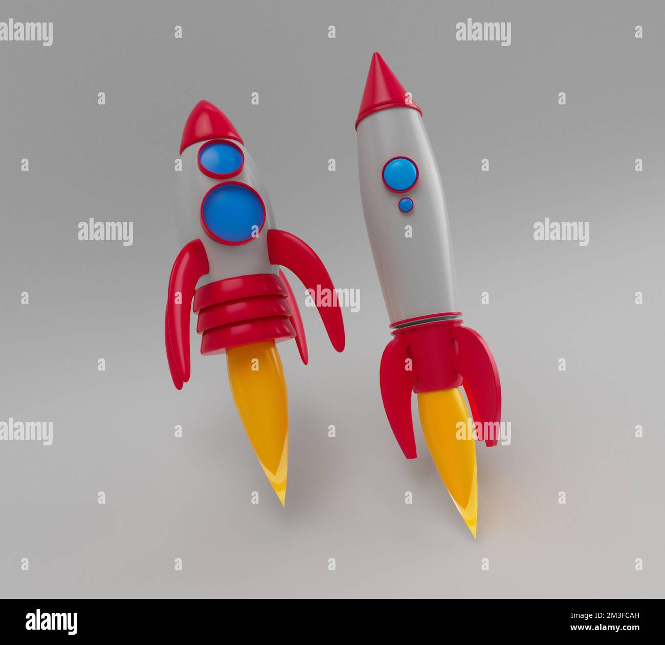 3d illustration rendering minimal spaceship rocket fly on white ...
