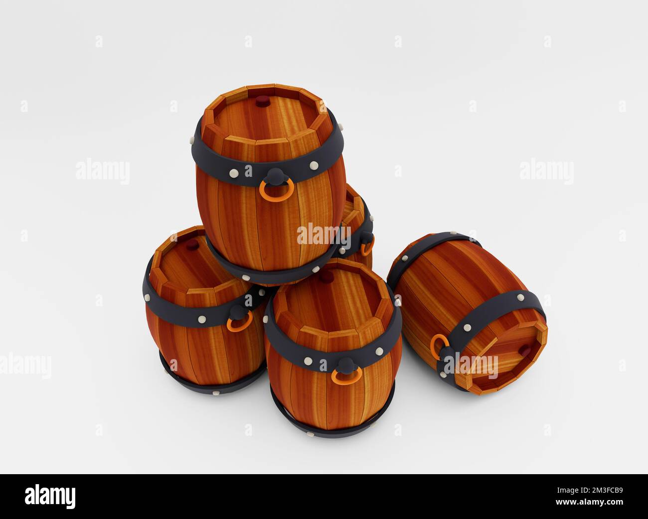 3d illustration Wine Wooden barrel on white background Stock Photo - Alamy