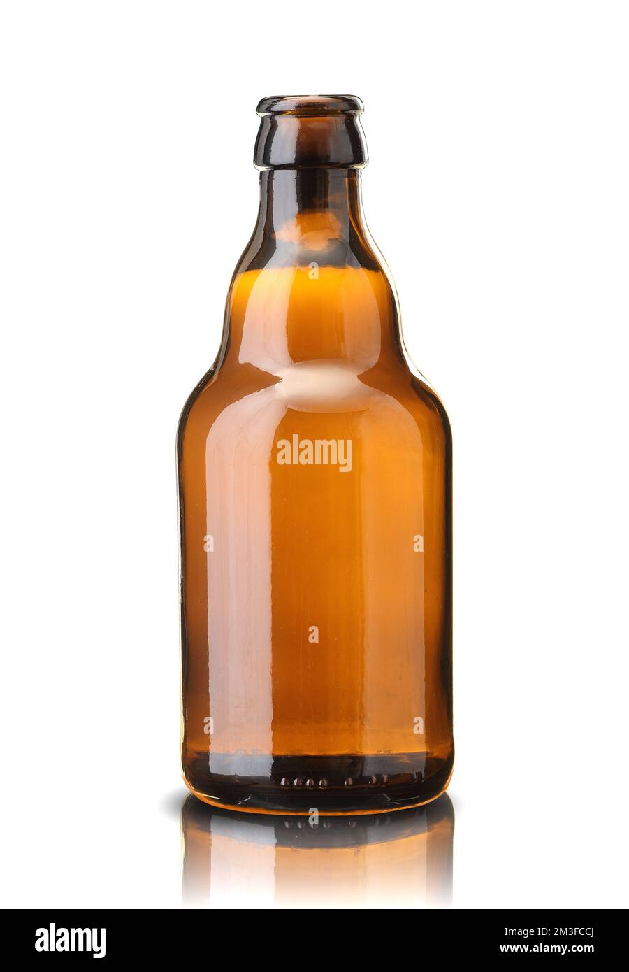 small empty beer bottle on white background Stock Photo - Alamy