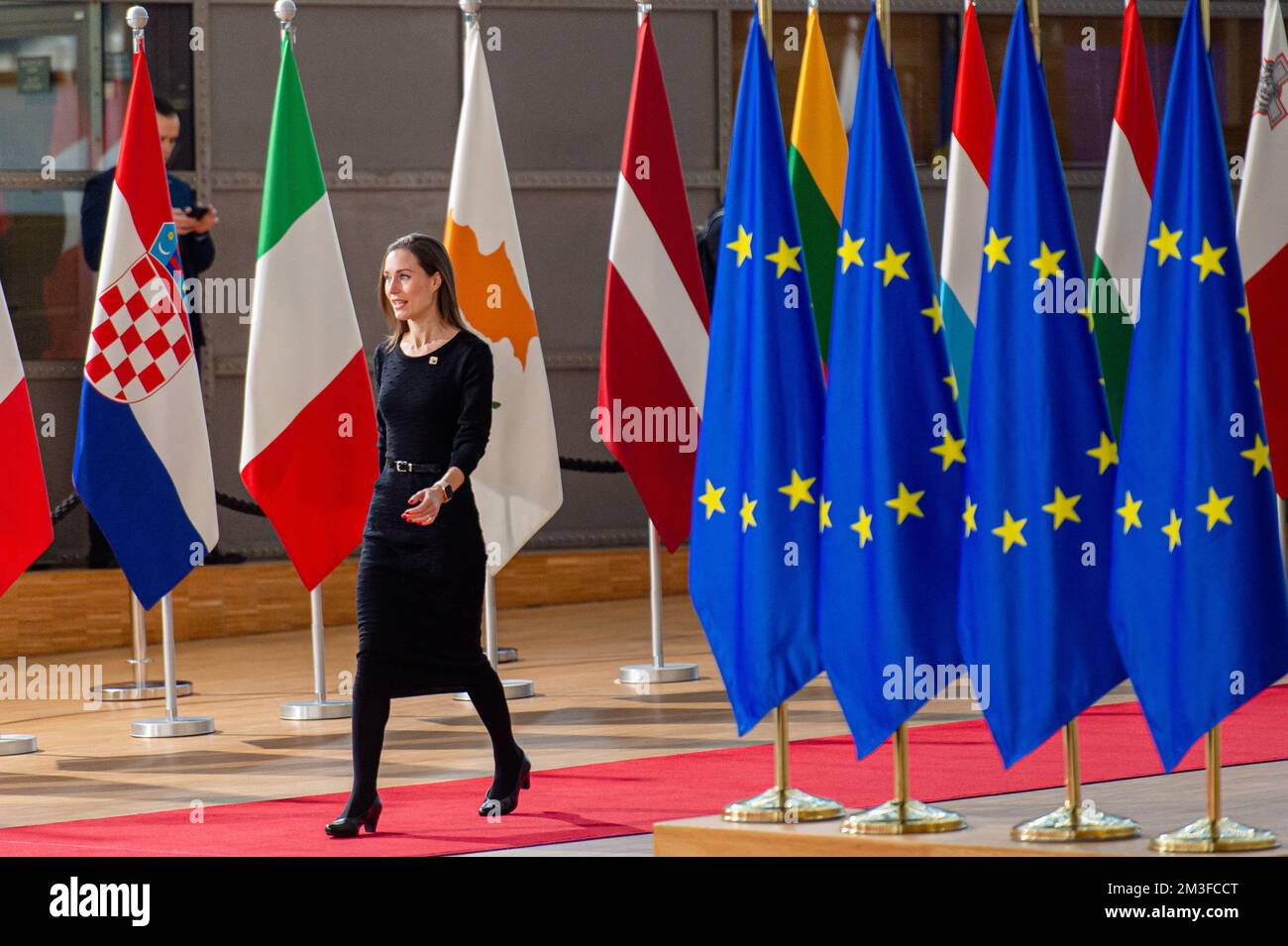 BRUSSELS - Belgium, 15/12/2022, Prime Minister of Finland Sanna Marin ...