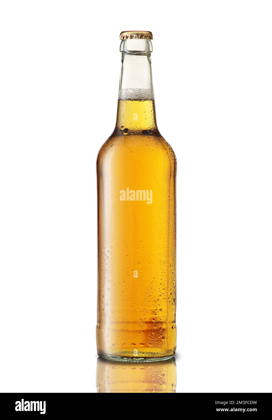 large bottle of light beer on a white background with reflection Stock ...
