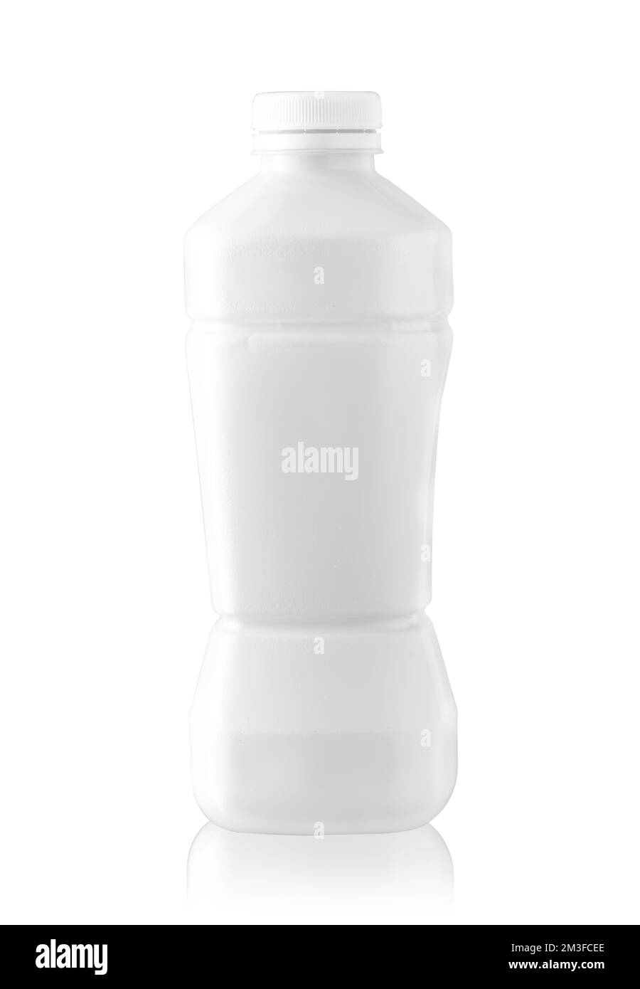 empty plastic milk bottle on white background Stock Photo - Alamy