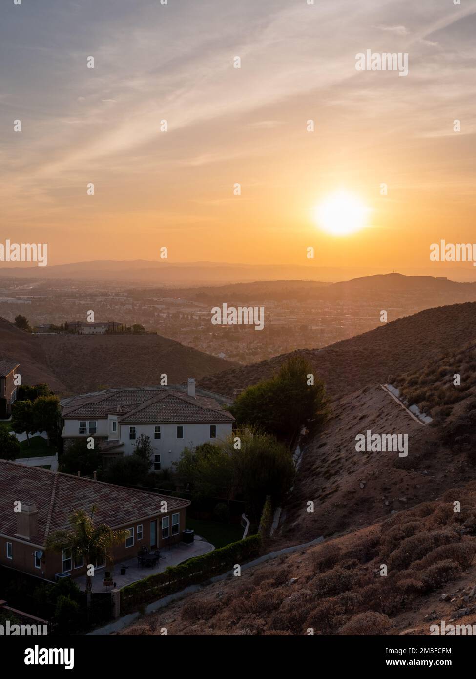 beautiful bird eye's view of sunset over the golden bridge Stock Photo ...