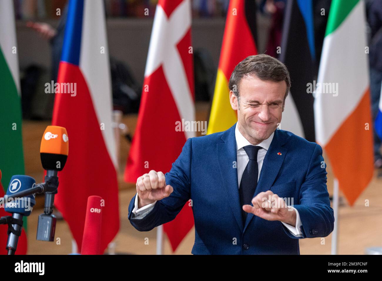 President of France Emmanuel Macron pictured at the arrivals ahead of ...