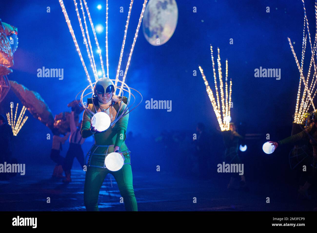 Actors perform during the Christmas play 'The tree of abundance' at ...