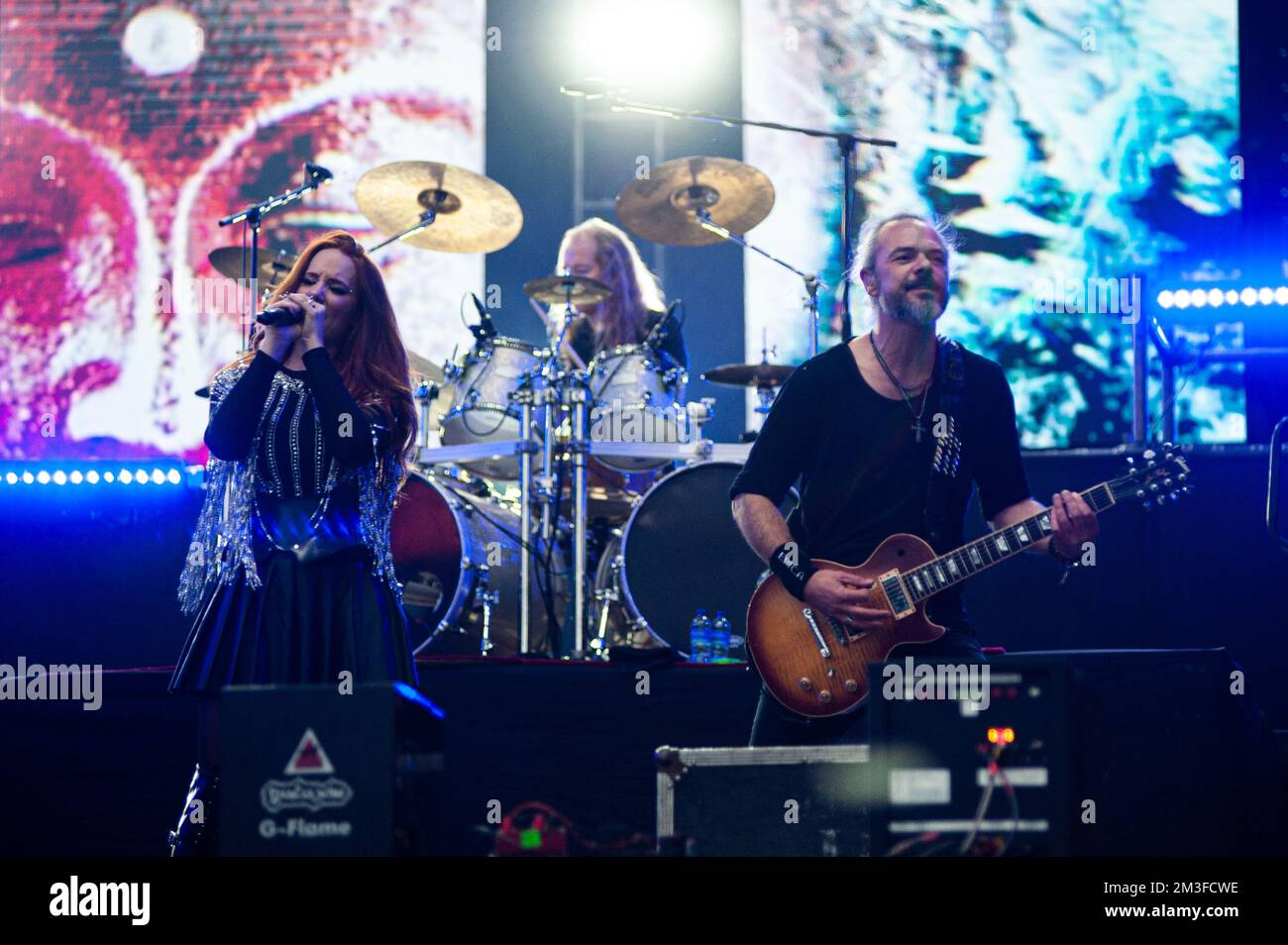 Metal band Titan performs during the closing day of the 'Rock al Parque ...
