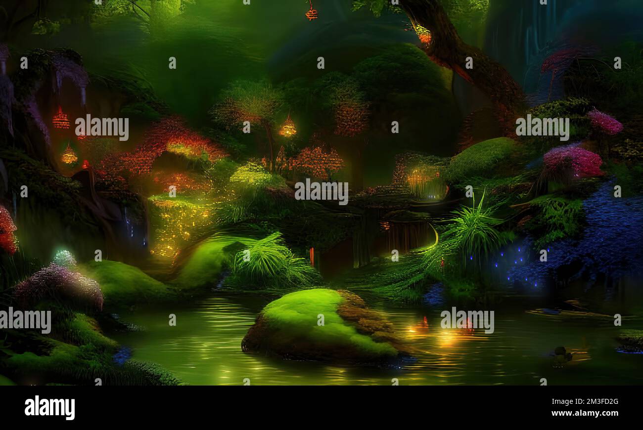 Mystical landscape painting hi-res stock photography and images - Alamy