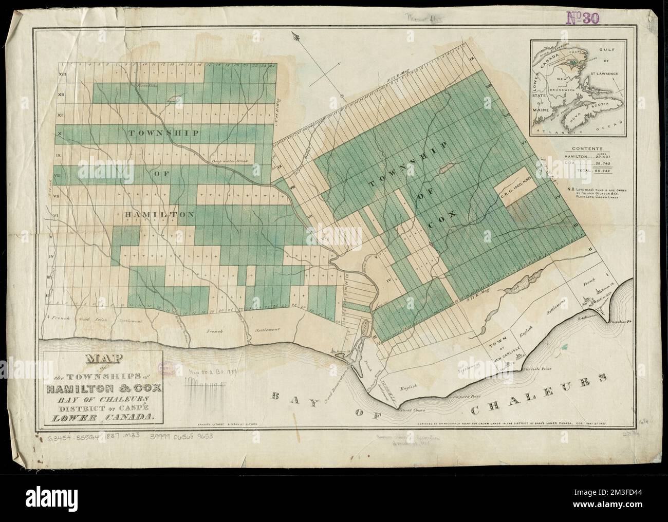 Map of the townships of Hamilton & Cox, Bay of Chaleurs, District of ...