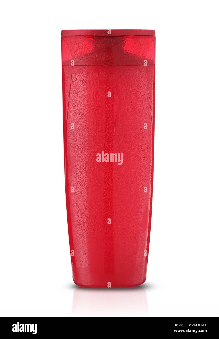 red plastic bottle with hair shampoo on white background Stock Photo ...